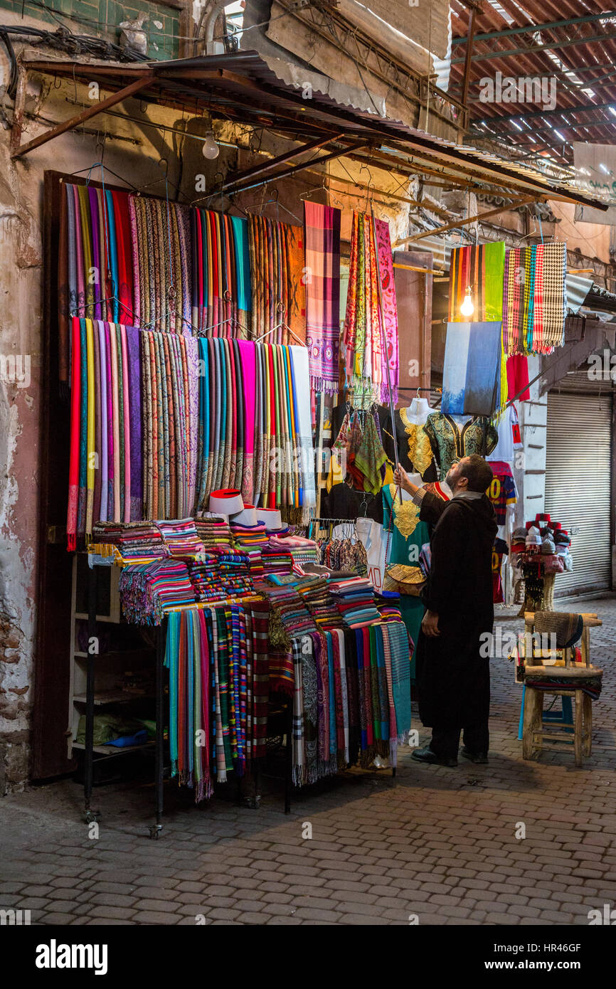 Marrakesh, Morocco. Fabric Vendor Hanging Samples for Viewing Stock ...