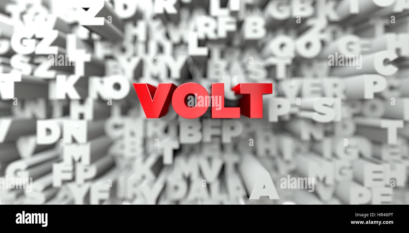 VOLT - Red text on typography background - 3D rendered royalty free ...