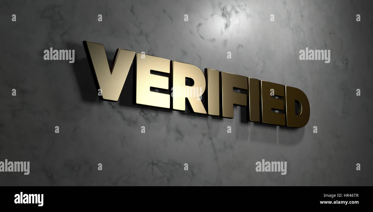 Verified - Gold sign mounted on glossy marble wall - 3D rendered ...
