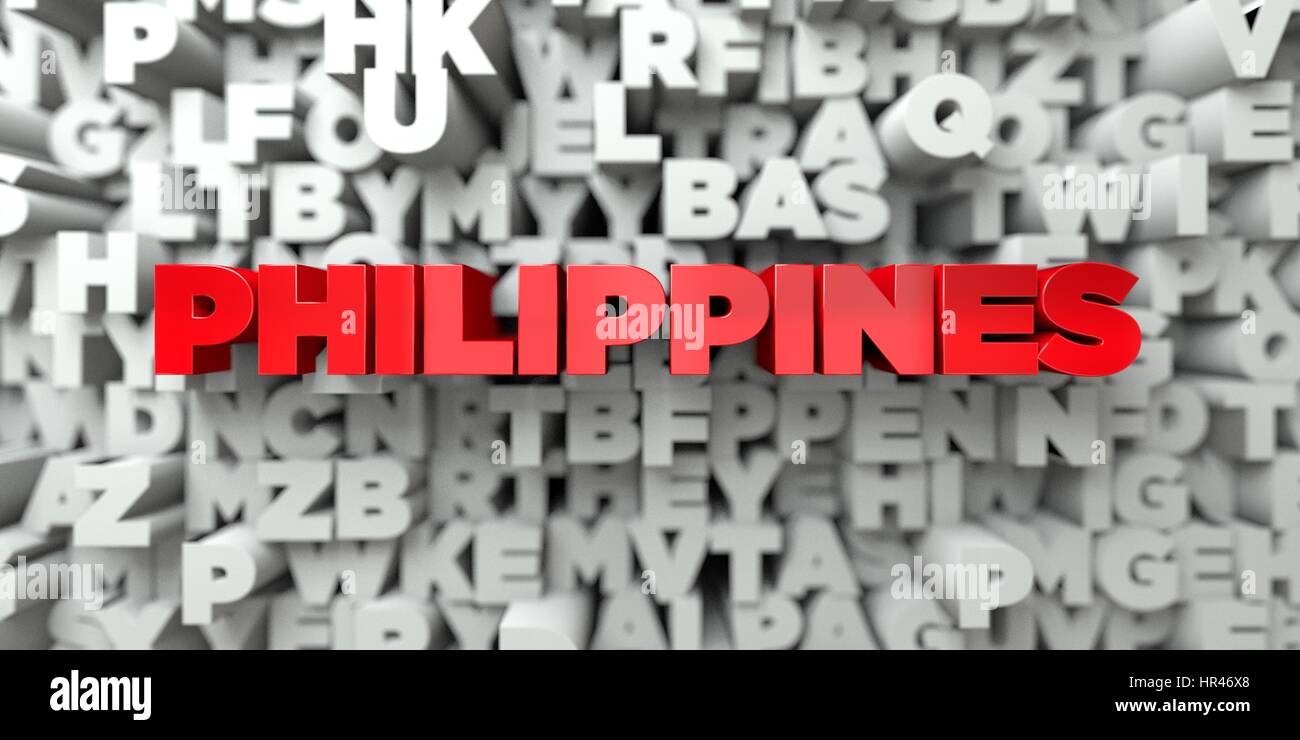 PHILIPPINES - Red text on typography background - 3D rendered royalty ...