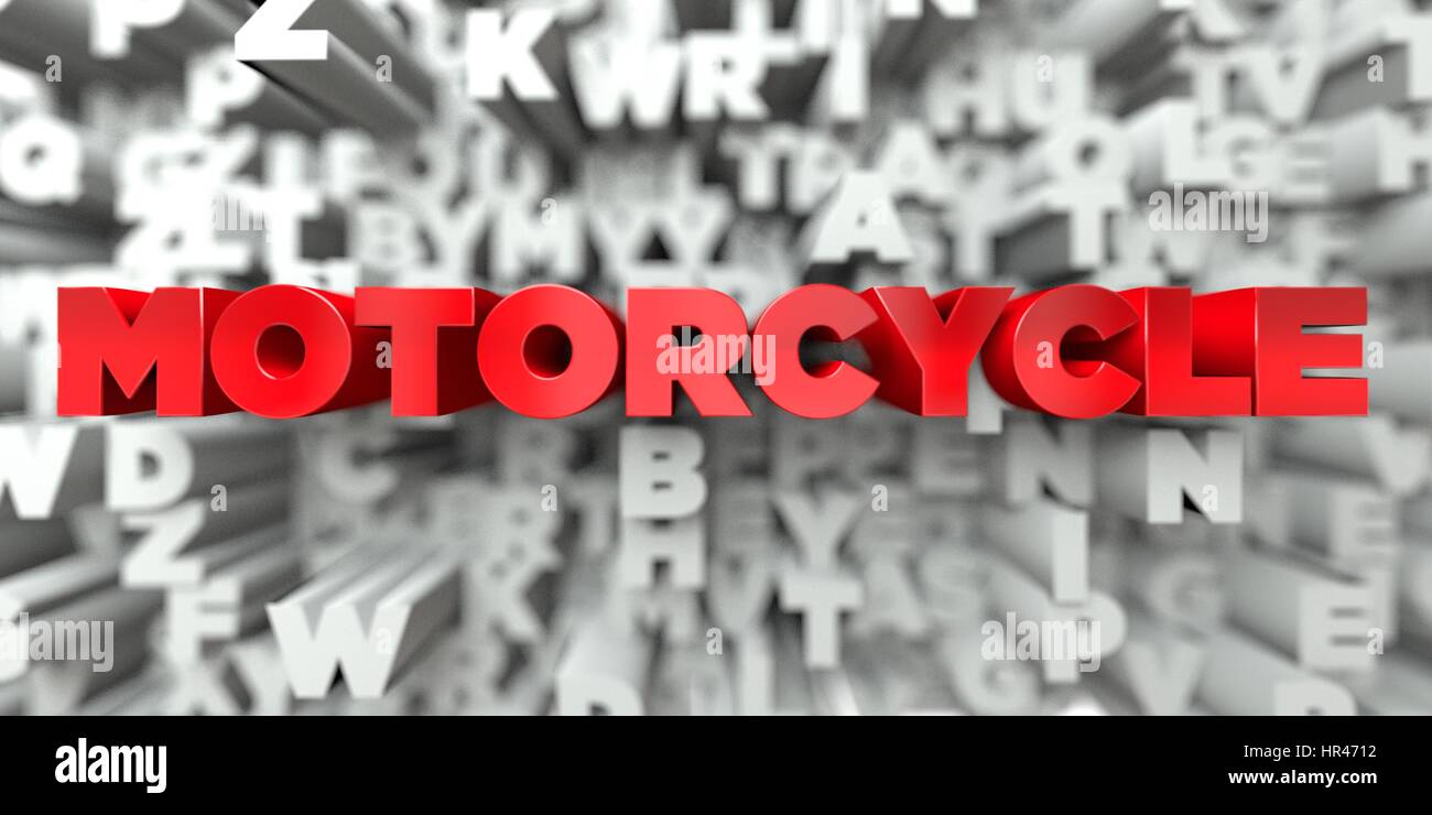 MOTORCYCLE - Red text on typography background - 3D rendered royalty ...