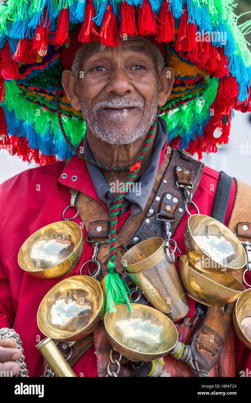 Marrakesh, Morocco. A Water Seller (Guerrab) in the Place Jemaa El-Fna ...