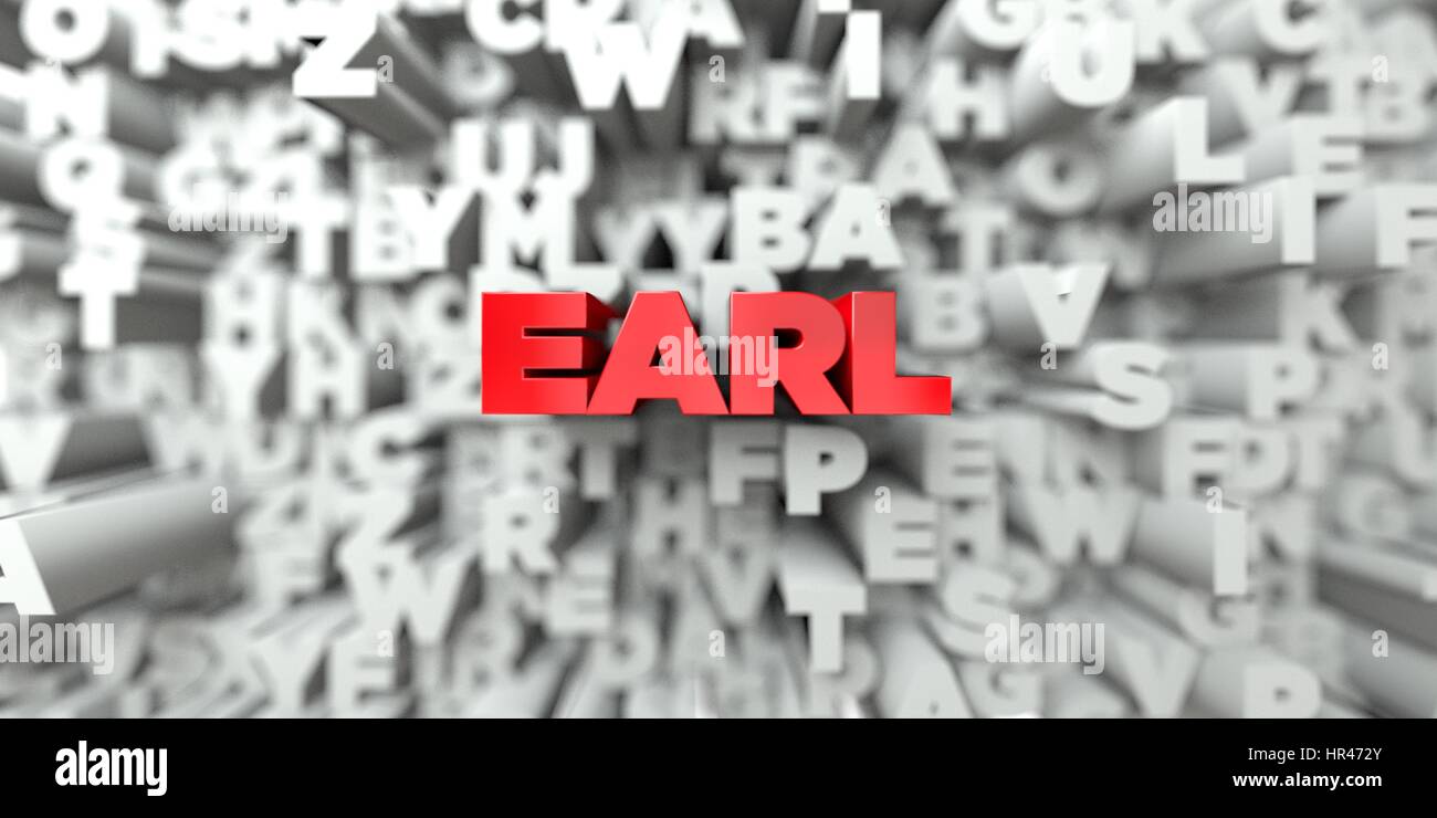 EARL - Red text on typography background - 3D rendered royalty free ...