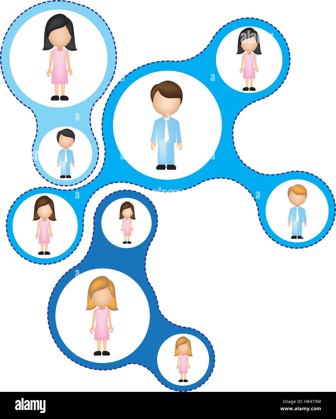 color schematic figure with faceless working group Stock Vector Image ...