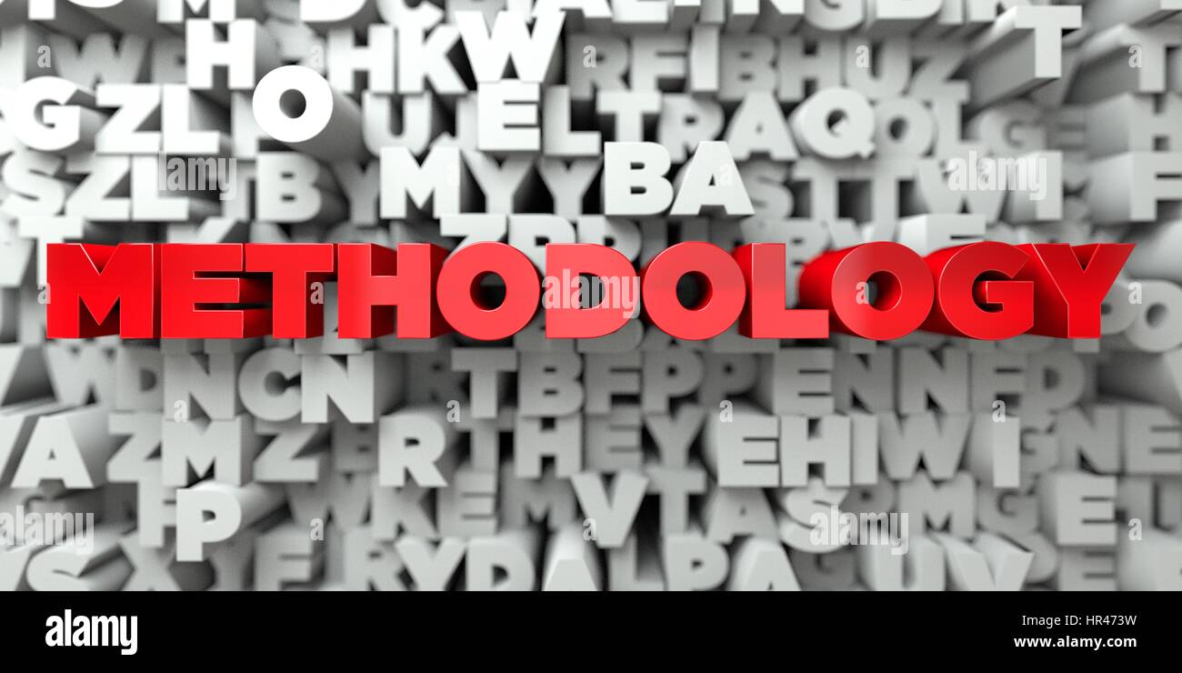 METHODOLOGY - Red text on typography background - 3D rendered royalty ...