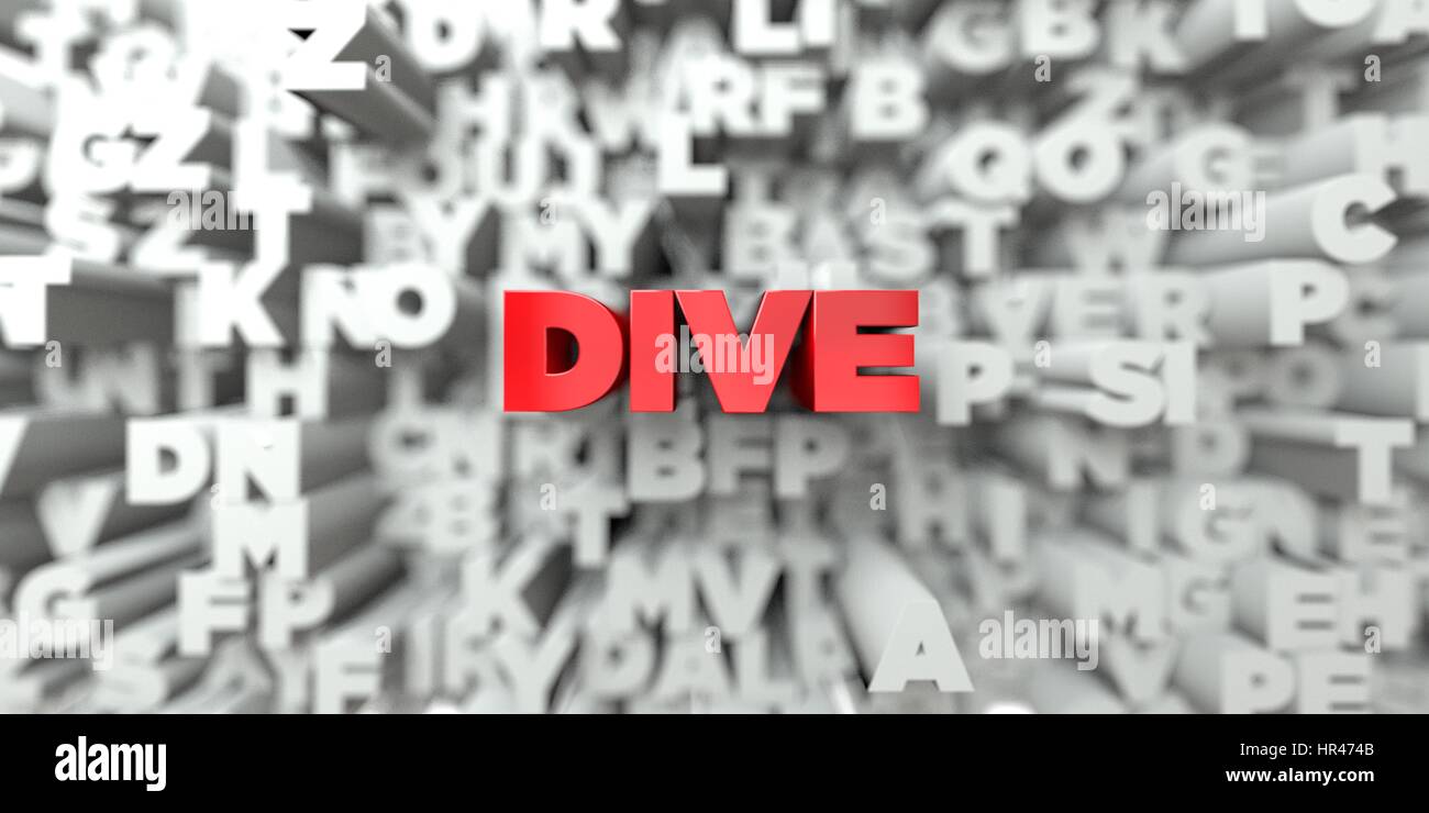 DIVE - Red text on typography background - 3D rendered royalty free ...