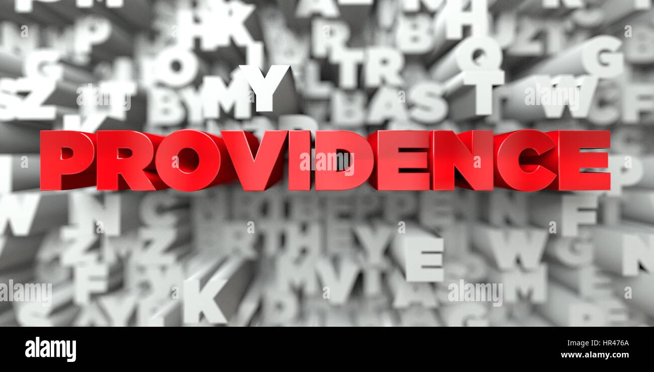 PROVIDENCE - Red text on typography background - 3D rendered royalty ...