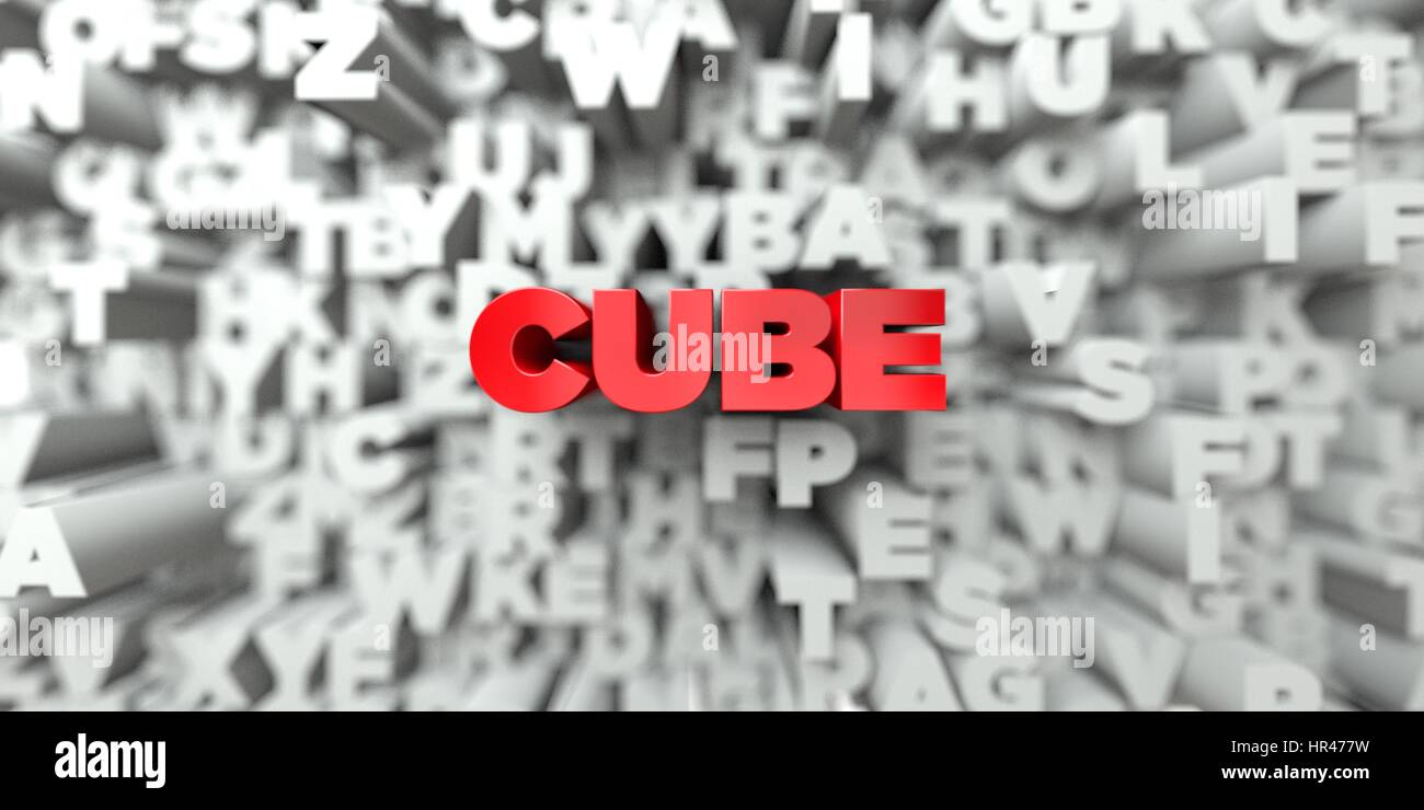 CUBE - Red text on typography background - 3D rendered royalty free ...