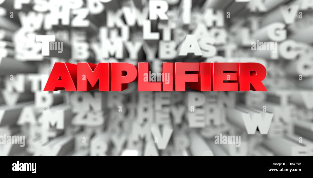AMPLIFIER - Red text on typography background - 3D rendered royalty ...