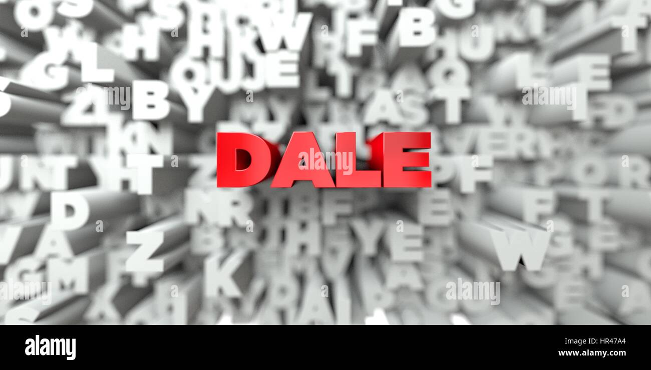 DALE - Red text on typography background - 3D rendered royalty free ...