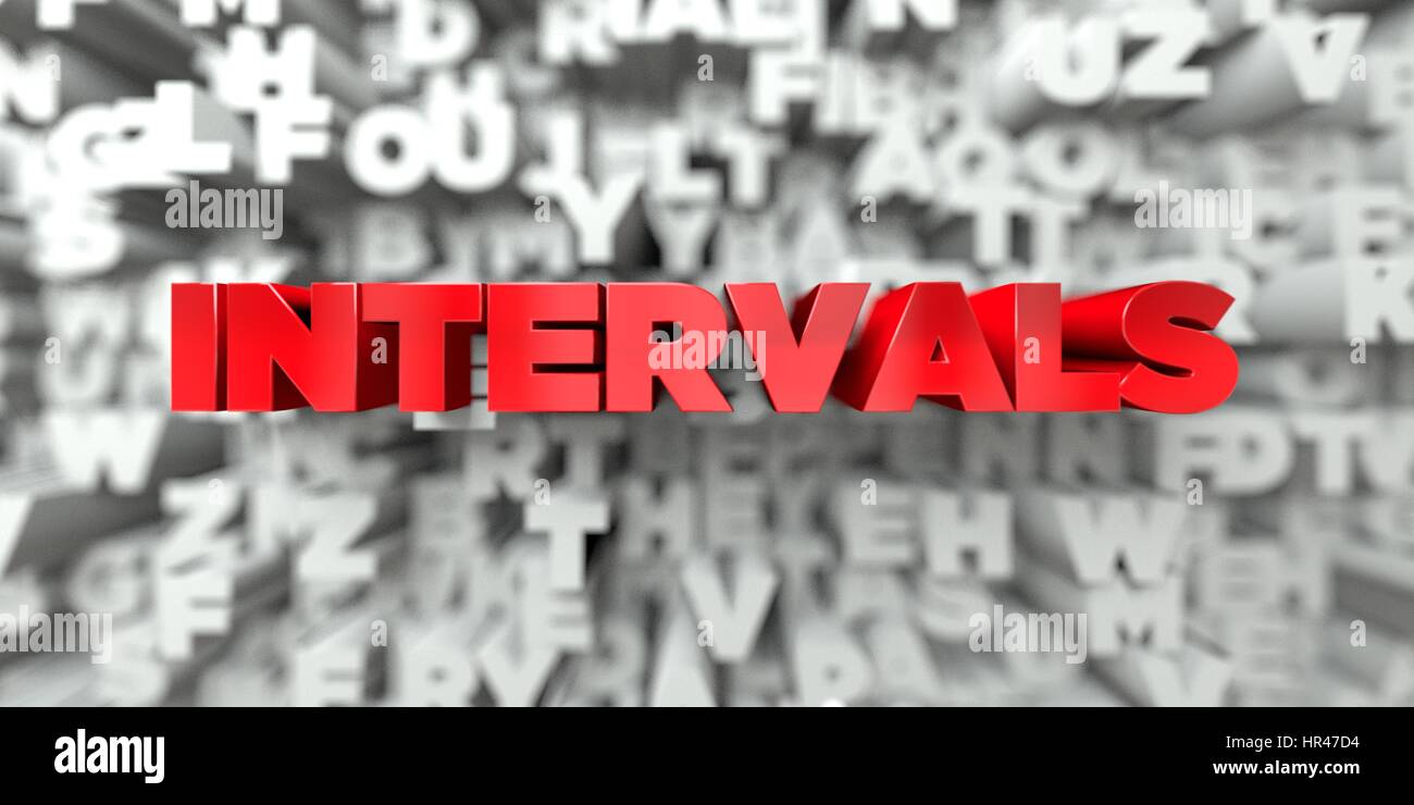 INTERVALS - Red text on typography background - 3D rendered royalty ...