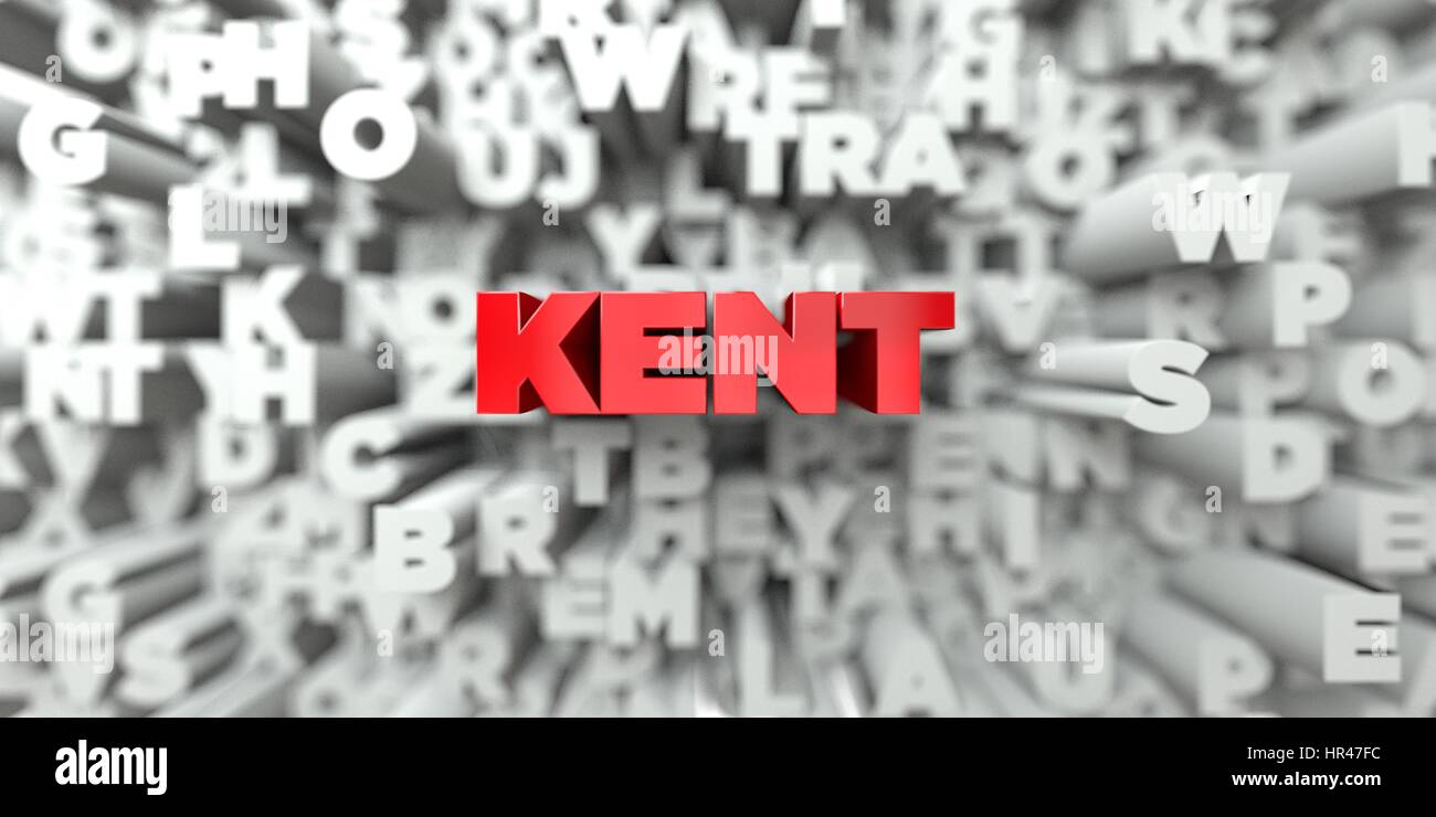 KENT - Red text on typography background - 3D rendered royalty free ...