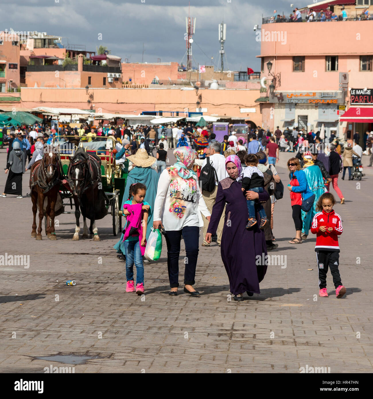 Marrakesh, Morocco. Mothers and Children, Place Jemaa El Fna Stock ...