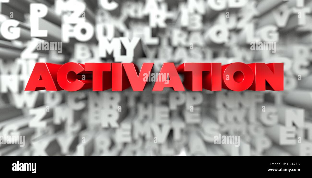 ACTIVATION - Red text on typography background - 3D rendered royalty ...