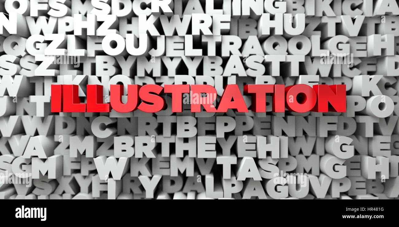 ILLUSTRATION - Red text on typography background - 3D rendered royalty ...