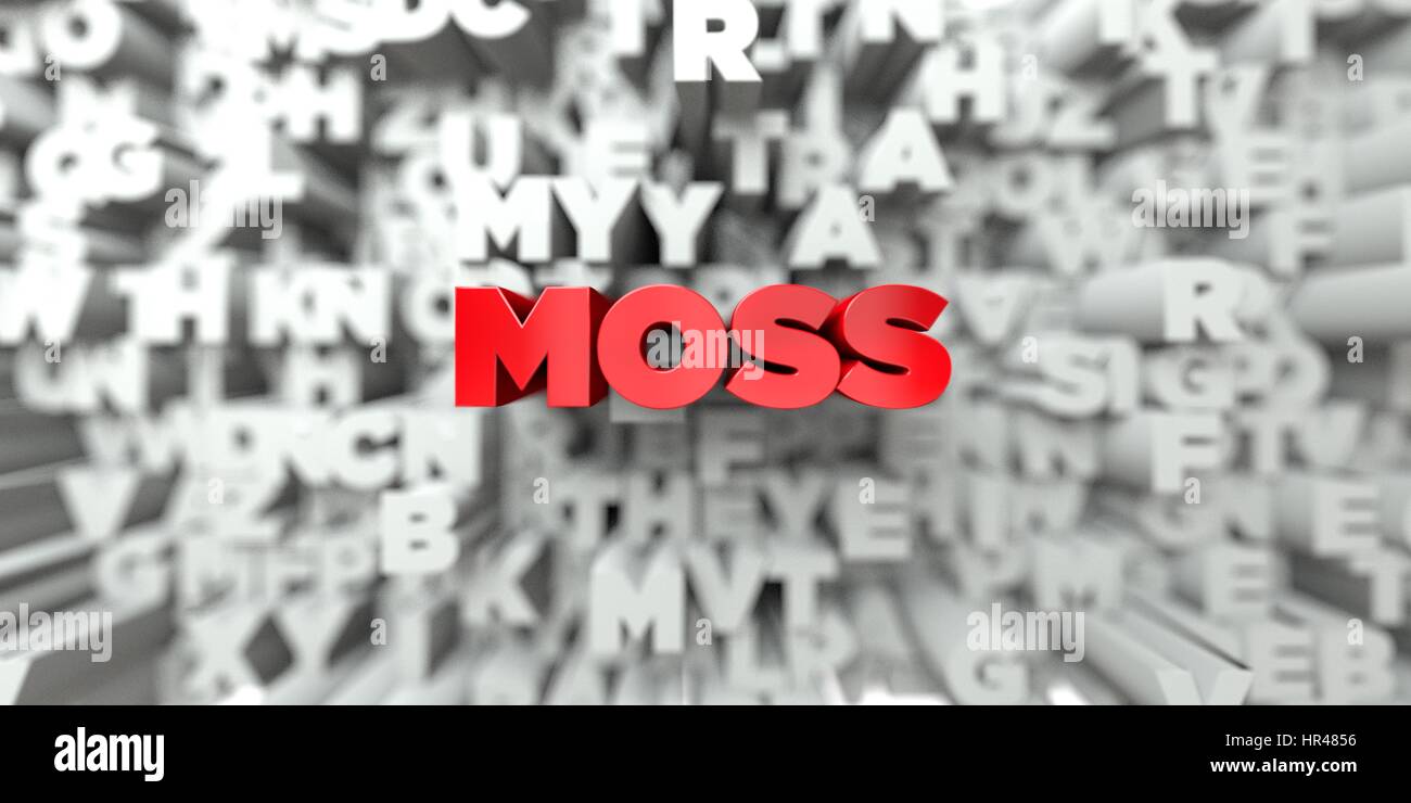 MOSS - Red text on typography background - 3D rendered royalty free ...
