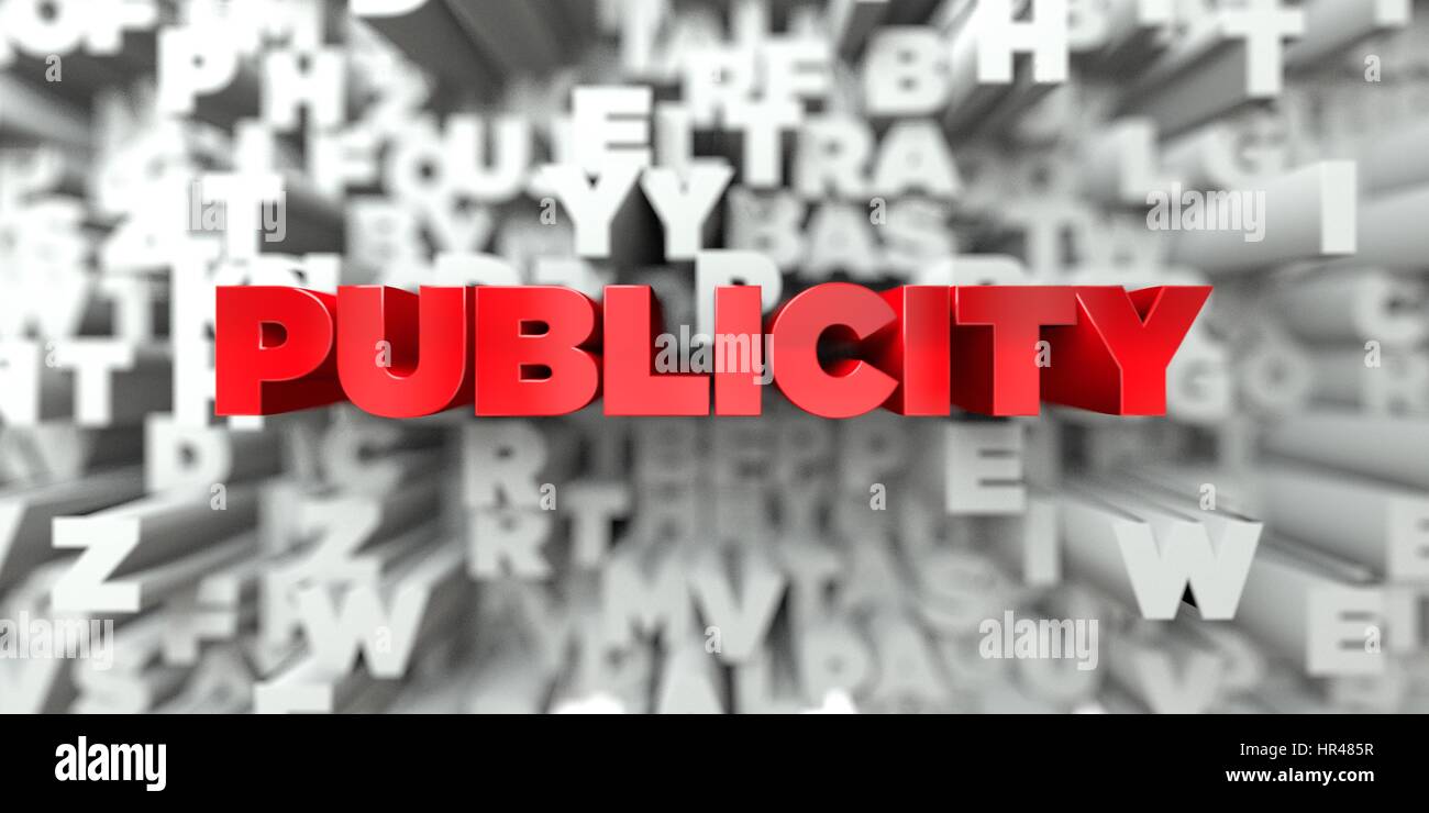 PUBLICITY - Red text on typography background - 3D rendered royalty ...