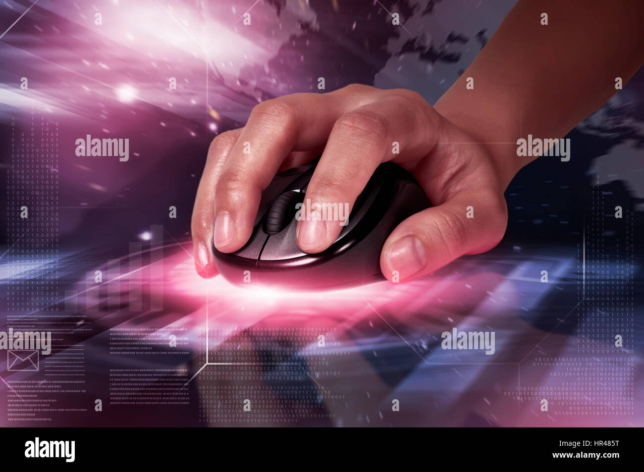 Wireless mouse holding by hand isolated over white background Stock ...