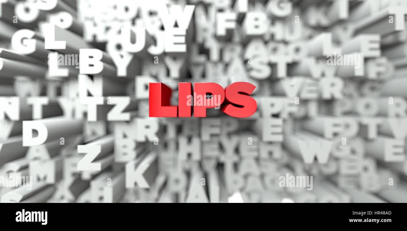 LIPS - Red text on typography background - 3D rendered royalty free ...