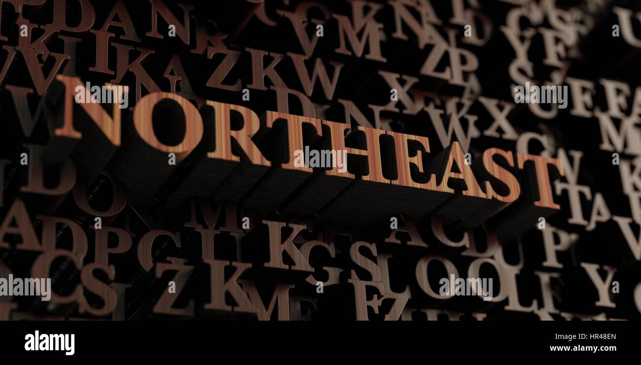 Northeast - Wooden 3D rendered letters/message. Can be used for an ...