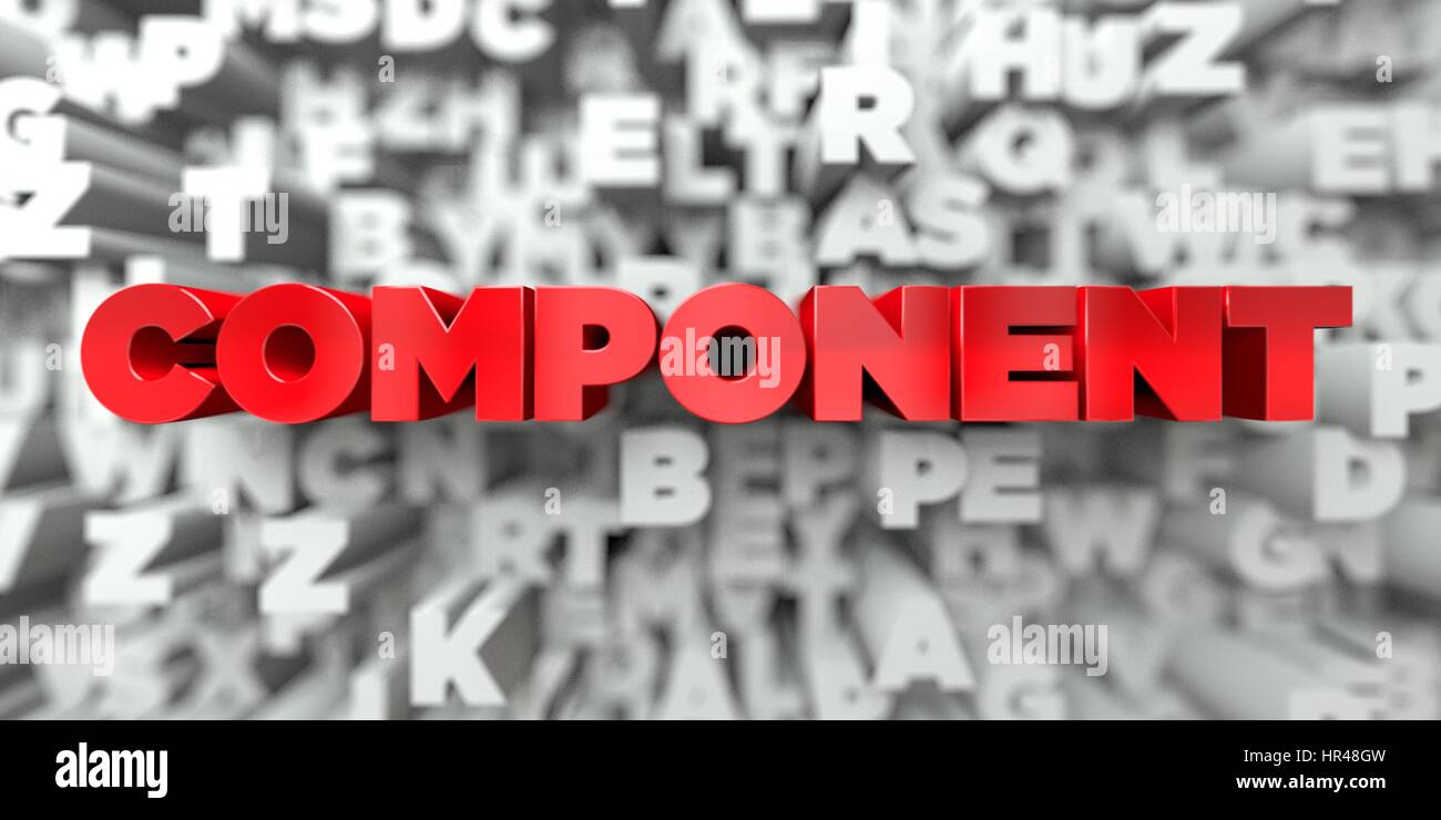 COMPONENT - Red text on typography background - 3D rendered royalty ...