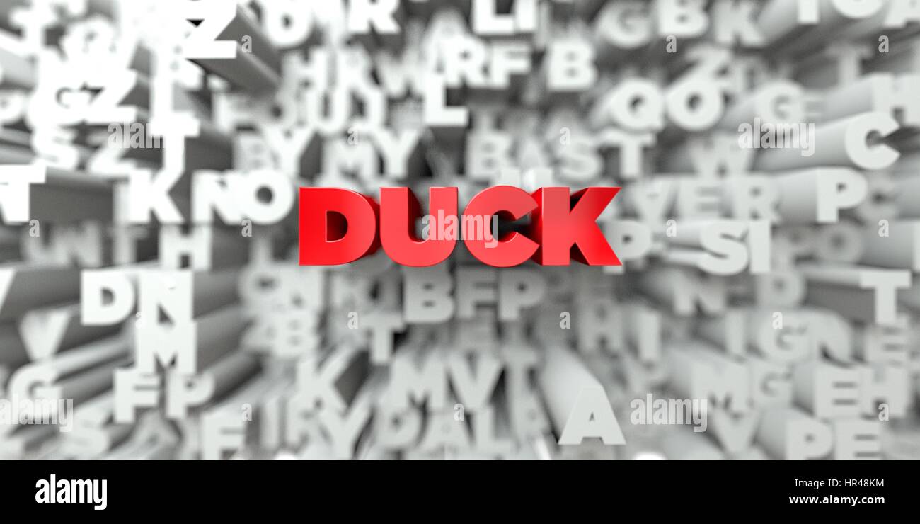 DUCK - Red text on typography background - 3D rendered royalty free ...