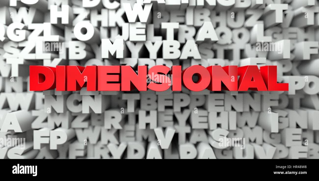 DIMENSIONAL - Red text on typography background - 3D rendered royalty ...