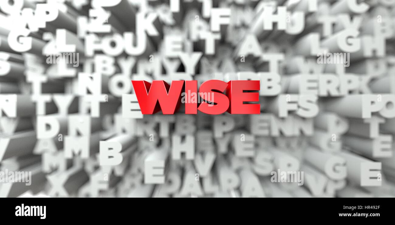 WISE - Red text on typography background - 3D rendered royalty free ...