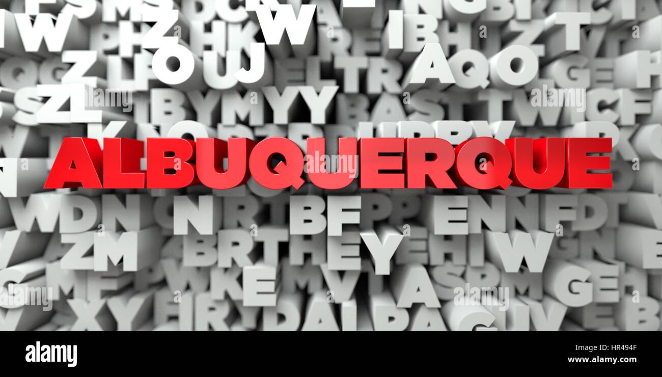 ALBUQUERQUE - Red text on typography background - 3D rendered royalty ...