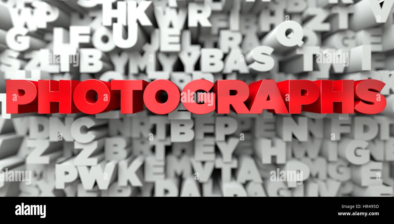 PHOTOGRAPHS - Red text on typography background - 3D rendered royalty ...