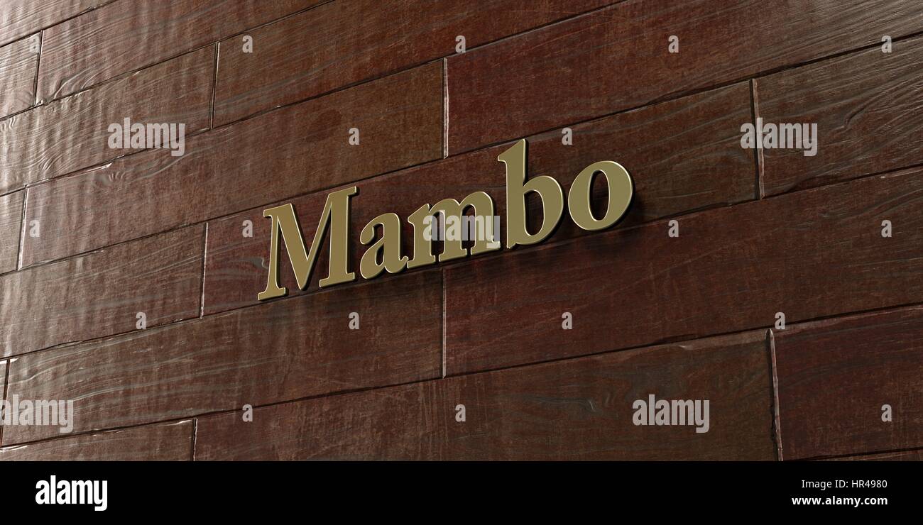 Mambo - Bronze plaque mounted on maple wood wall - 3D rendered royalty ...