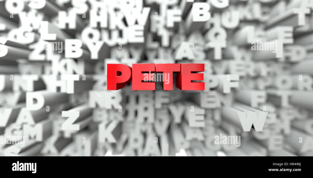 PETE - Red text on typography background - 3D rendered royalty free ...