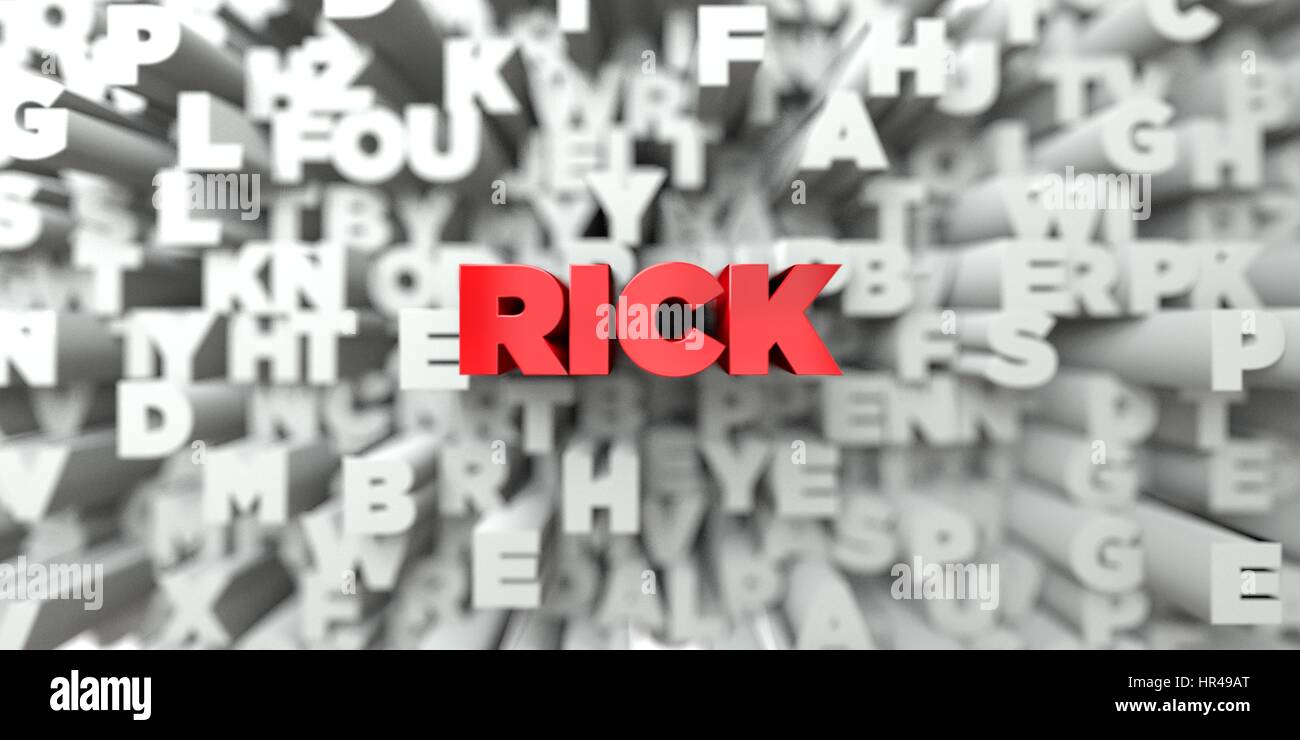 RICK - Red text on typography background - 3D rendered royalty free ...