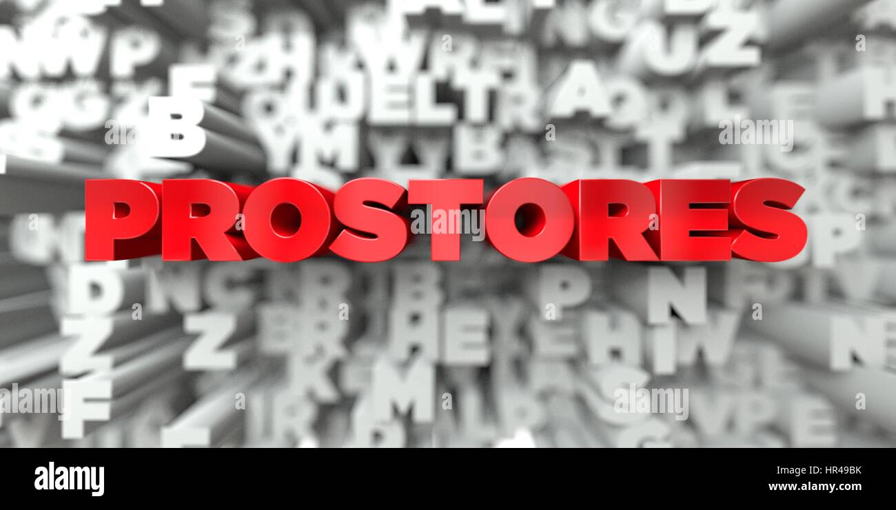 PROSTORES - Red text on typography background - 3D rendered royalty ...