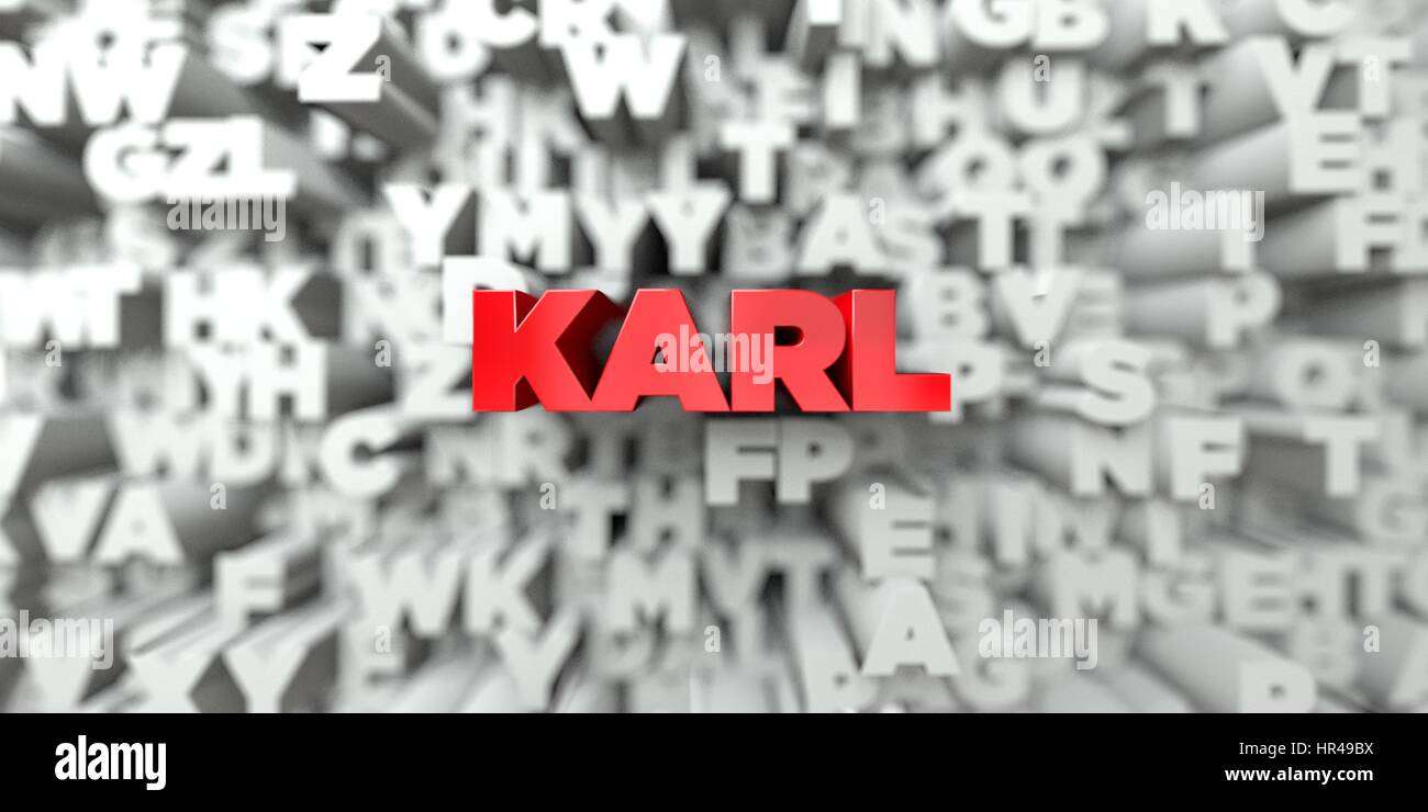 KARL - Red text on typography background - 3D rendered royalty free ...