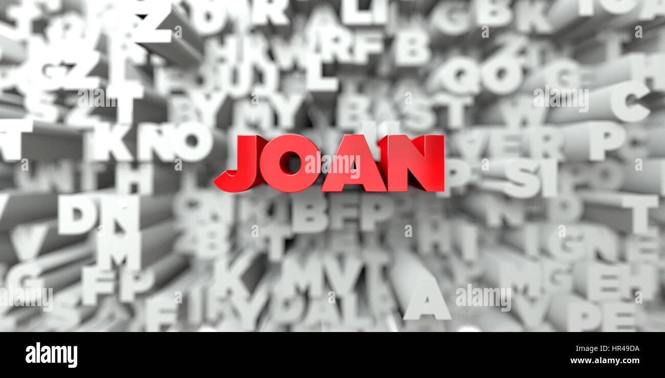 JOAN - Red text on typography background - 3D rendered royalty free ...