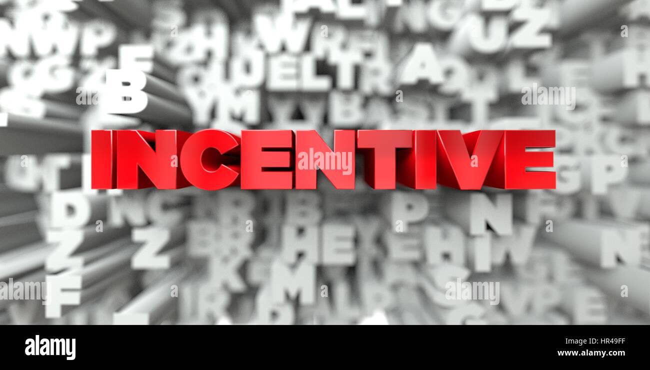 INCENTIVE - Red text on typography background - 3D rendered royalty ...