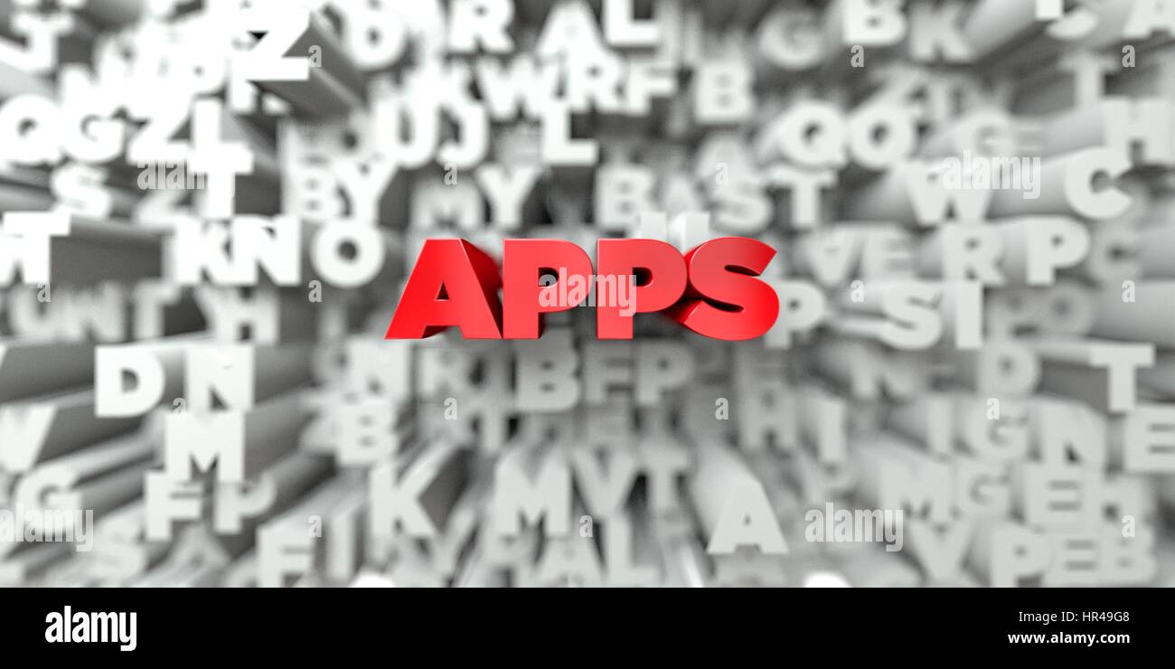 APPS - Red text on typography background - 3D rendered royalty free ...