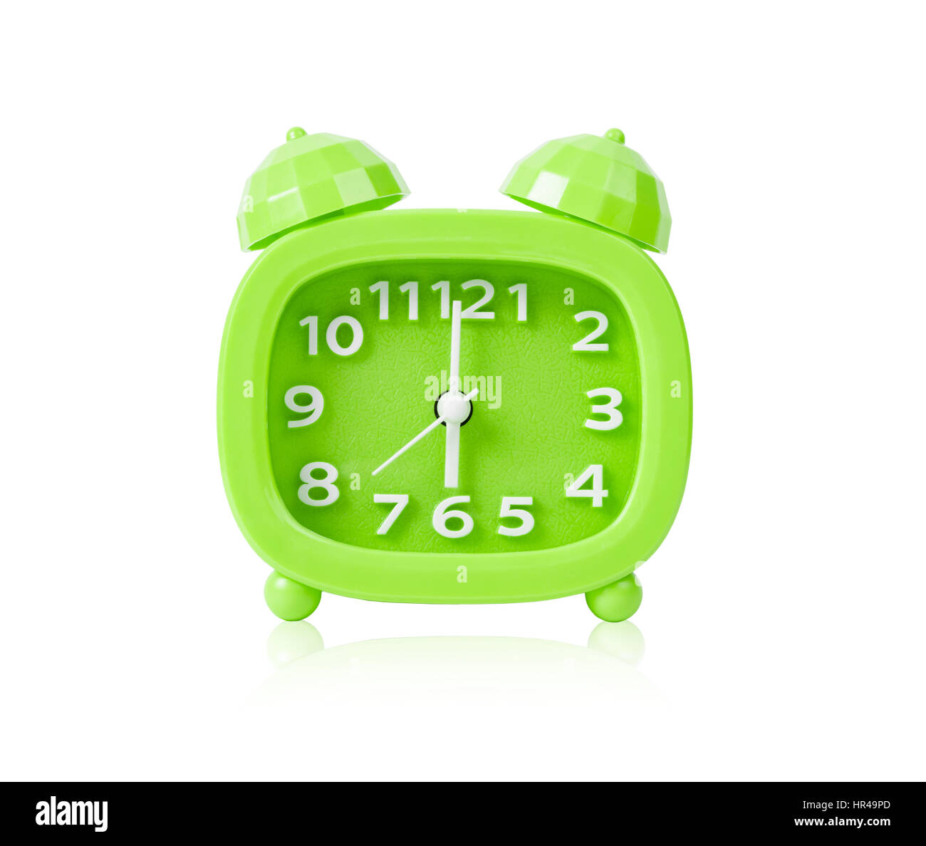 Green alarm clock isolated on white background, Saved clipping path ...