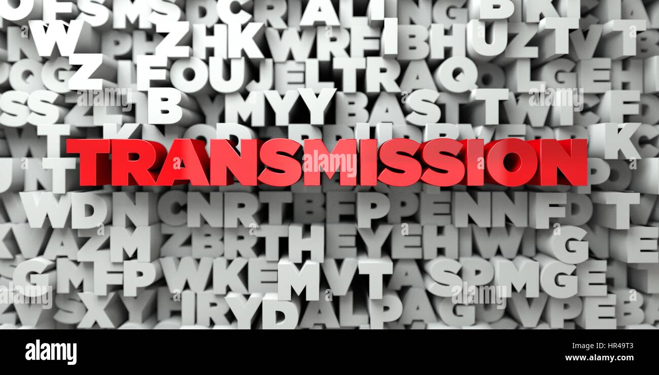TRANSMISSION - Red text on typography background - 3D rendered royalty ...