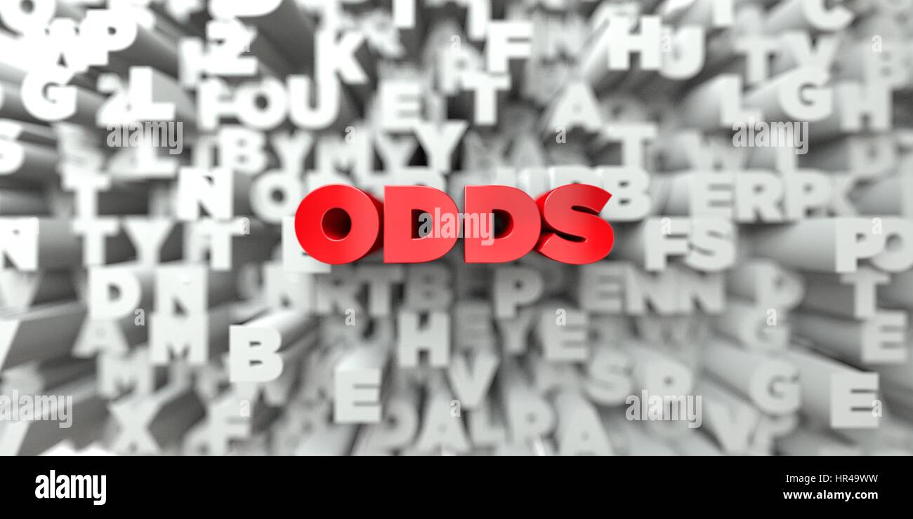 ODDS - Red text on typography background - 3D rendered royalty free ...