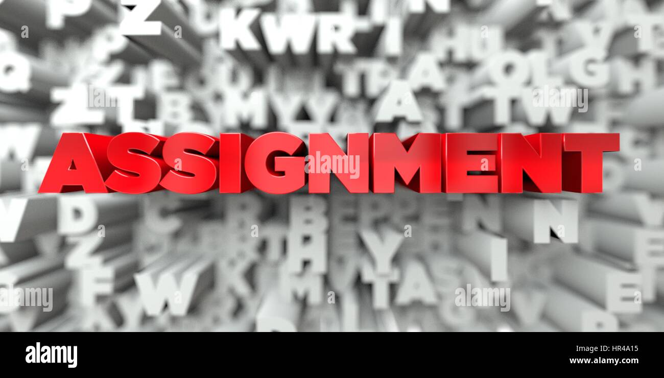 ASSIGNMENT - Red text on typography background - 3D rendered royalty ...