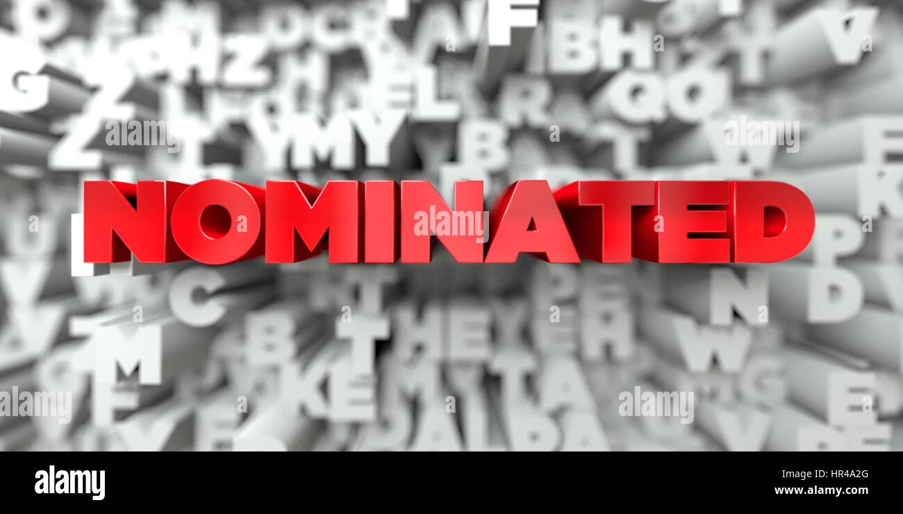 NOMINATED - Red text on typography background - 3D rendered royalty ...