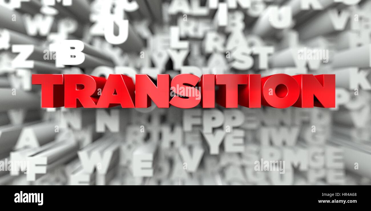 TRANSITION - Red text on typography background - 3D rendered royalty ...