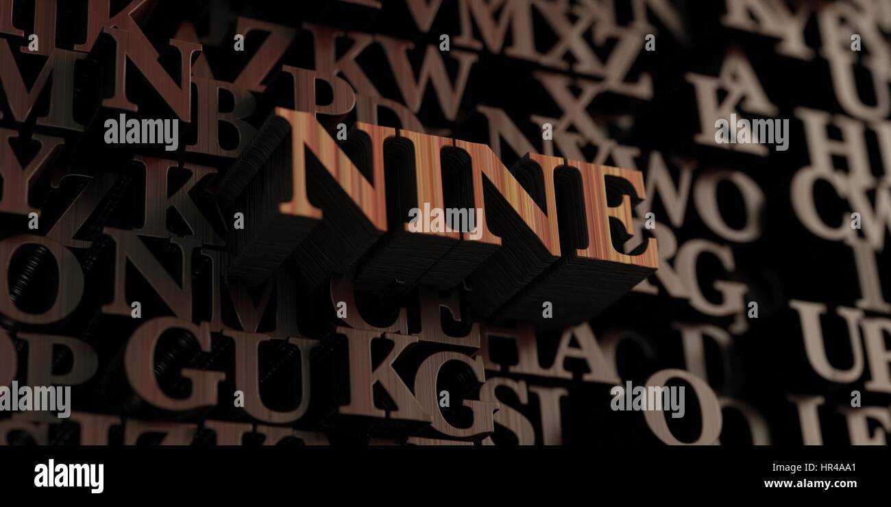 Nine - Wooden 3D rendered letters/message. Can be used for an online ...