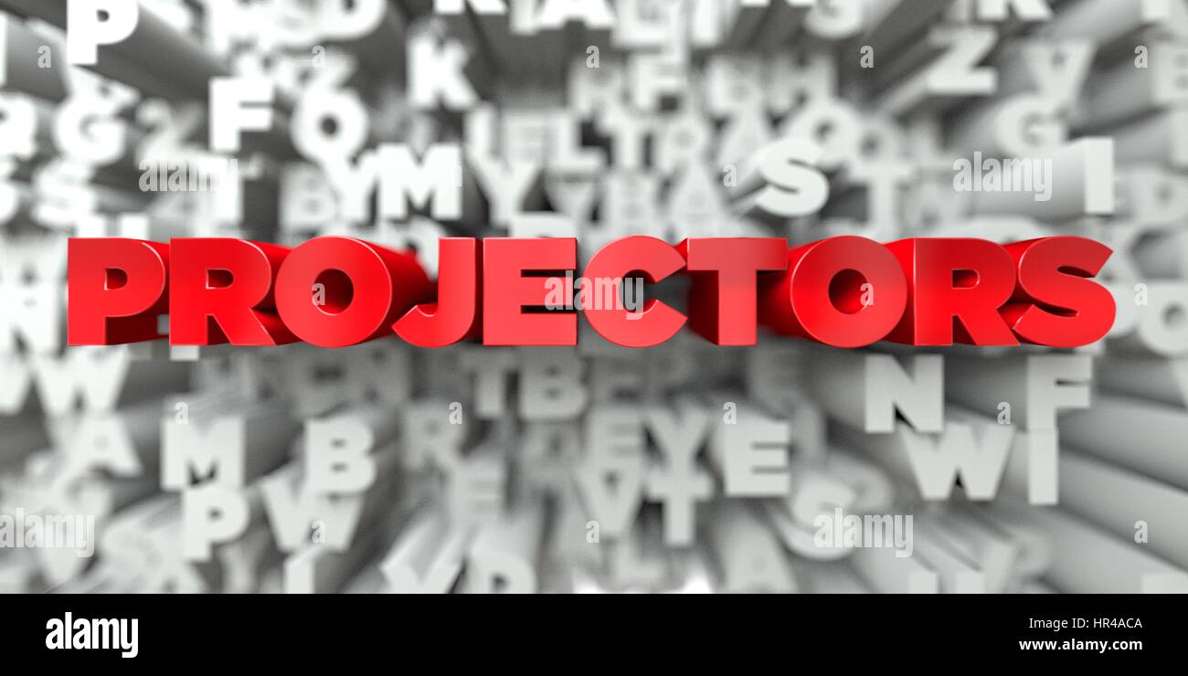 PROJECTORS - Red text on typography background - 3D rendered royalty ...