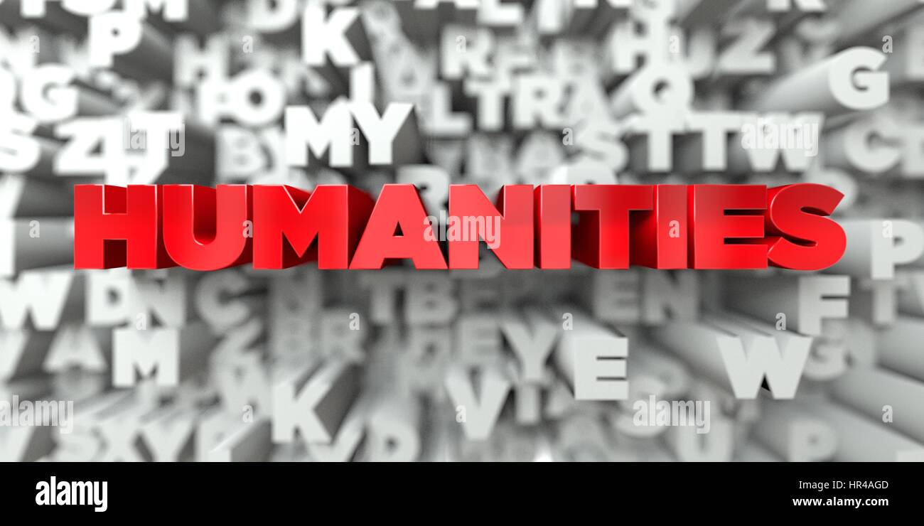 HUMANITIES - Red text on typography background - 3D rendered royalty ...