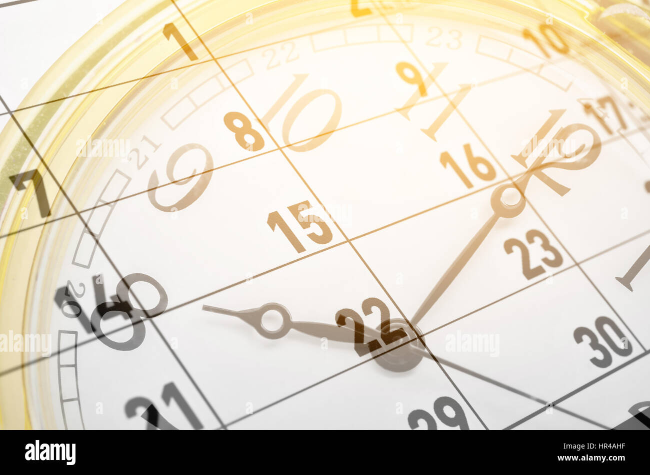 Clock face and calendar composite Stock Photo - Alamy