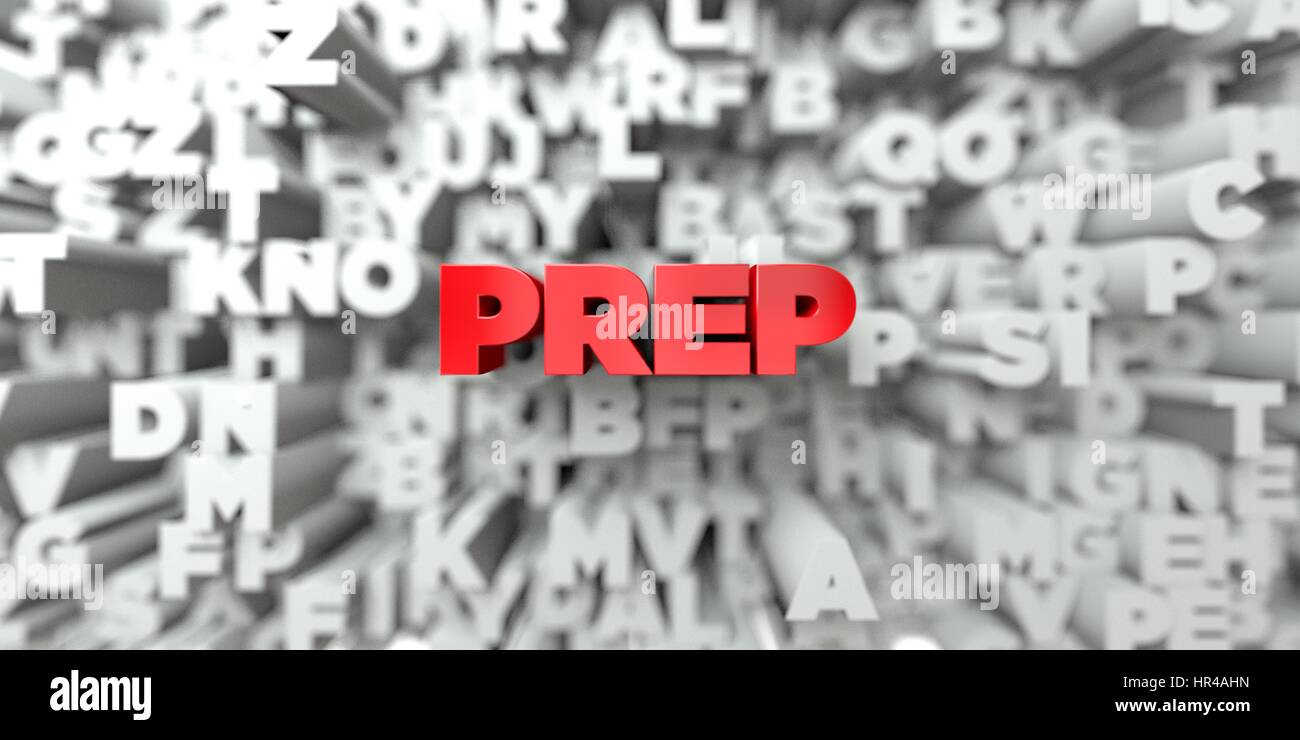 PREP - Red text on typography background - 3D rendered royalty free ...