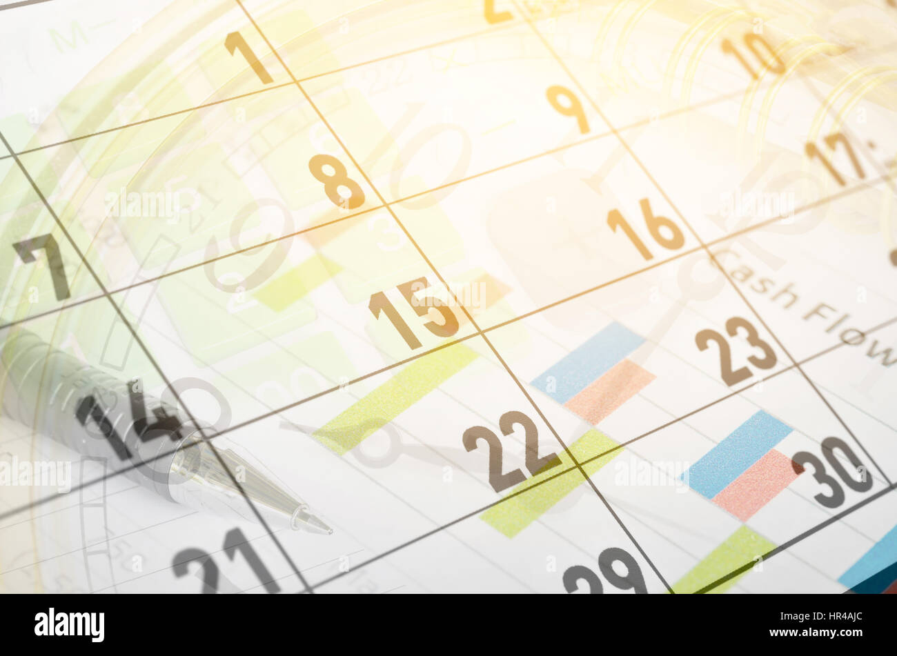 Business time concept, financial charts and graphs, collage with clock ...